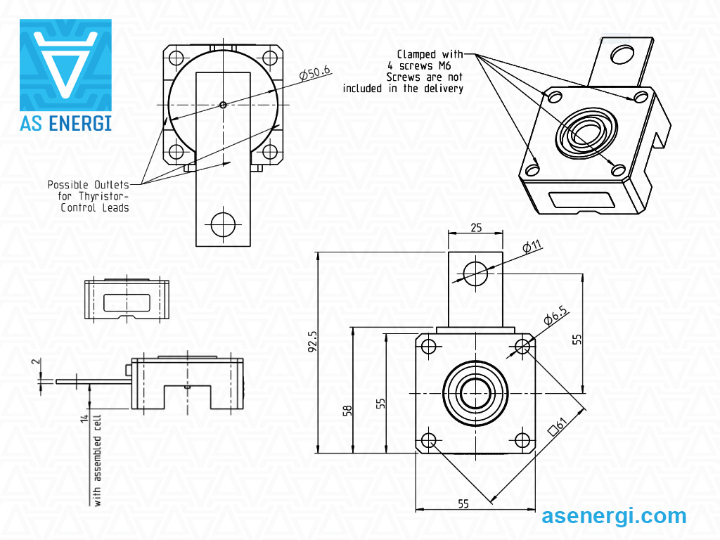 V61-14.80N Clamp for SCRs, diameter 48 mm, height 14 mm, Infineon Replacement – AS ENERGI