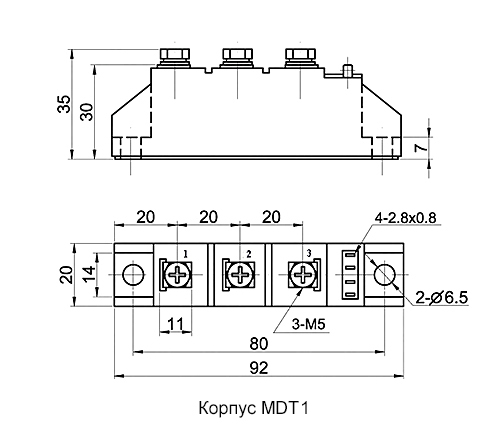 Модуль диодный МДД-100-12 (100А 1200В), корпус MDT1 – АС Энергия